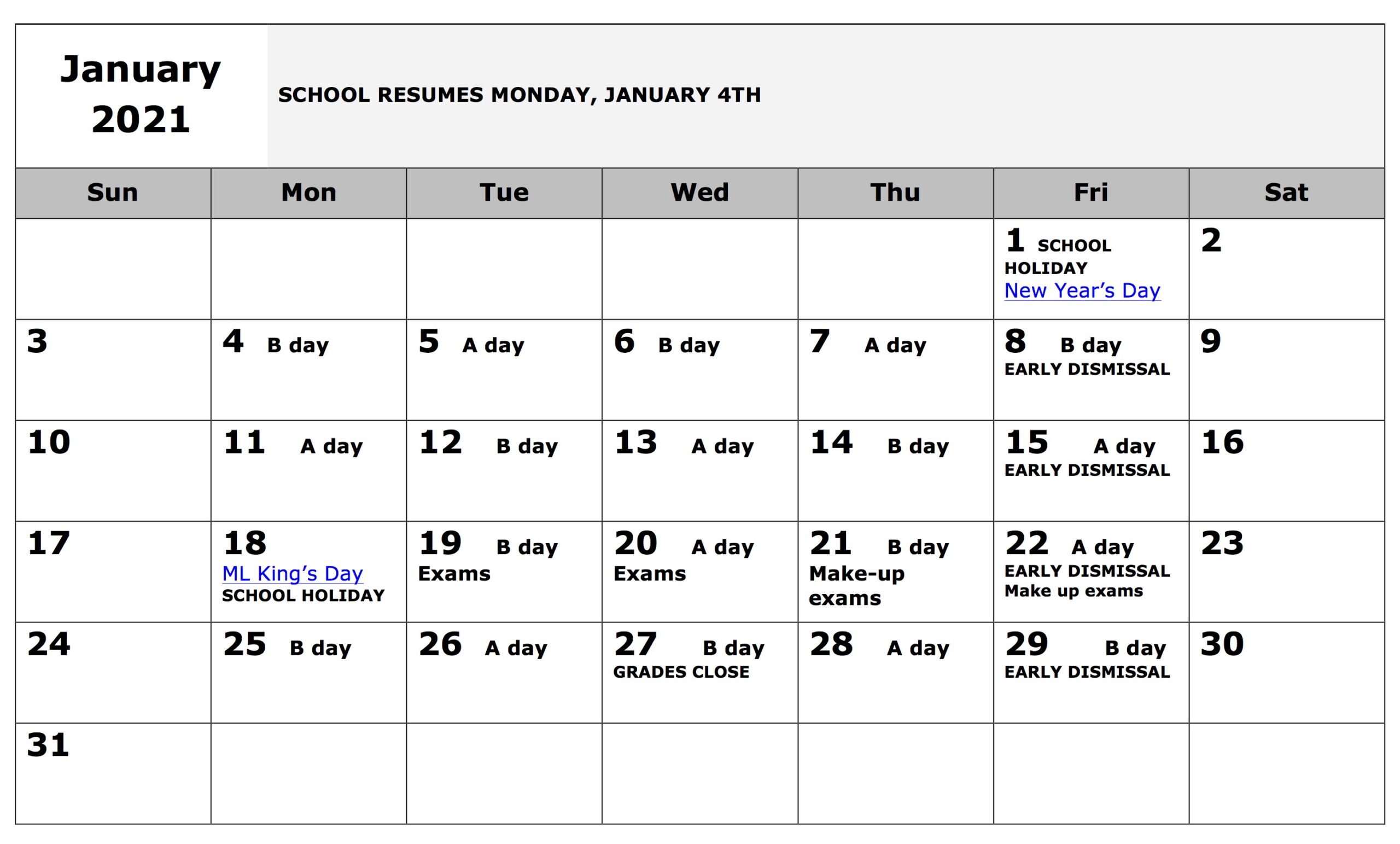 Calendar & Bell Schedule – Swenson Arts & Technology High School